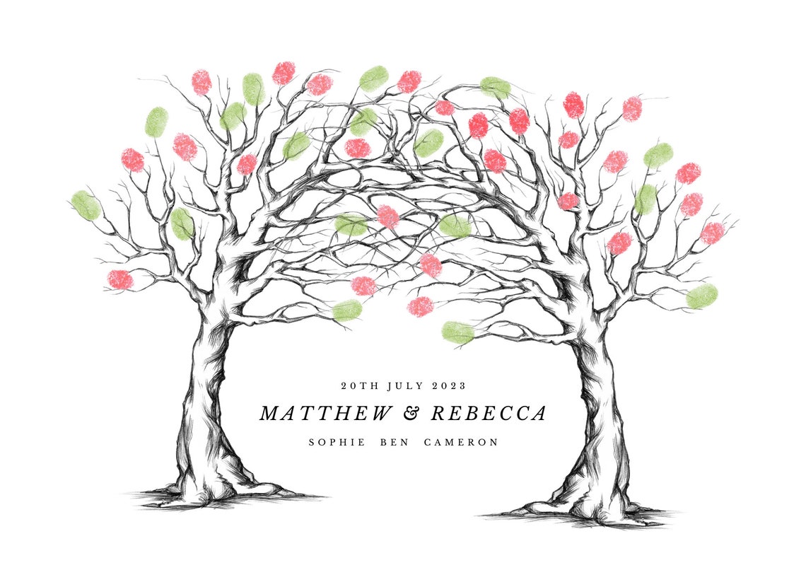 Wedding Finger Print Tree, Thumb Print Guestbook, Alternative Guest ...