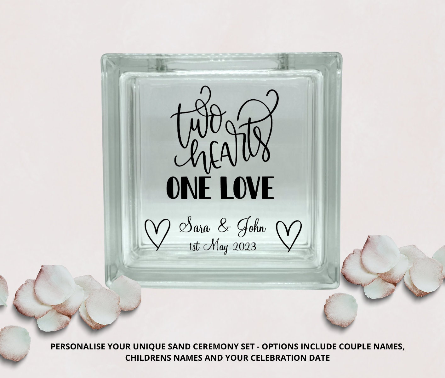 Wedding Sand Ceremony Set Blended Family Unity Glass Block Personalised ...