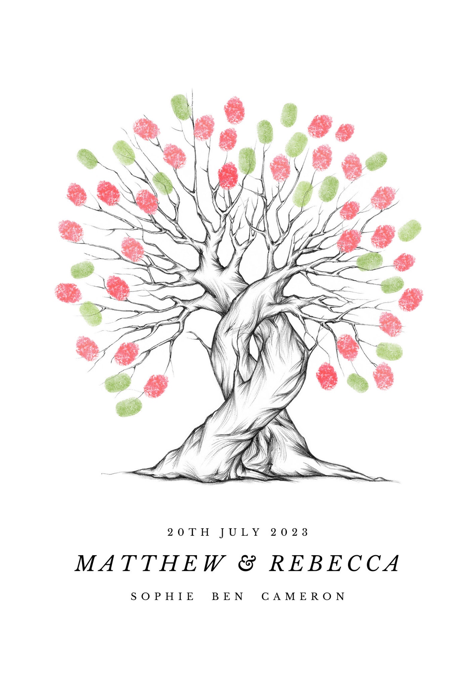 Wedding Finger Print Tree Thumb Print Guestbook Alternative - Etsy UK