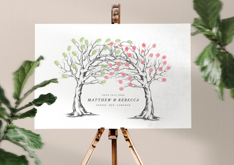 Wedding Finger Print Tree, Thumb Print Guestbook, Alternative Guest ...