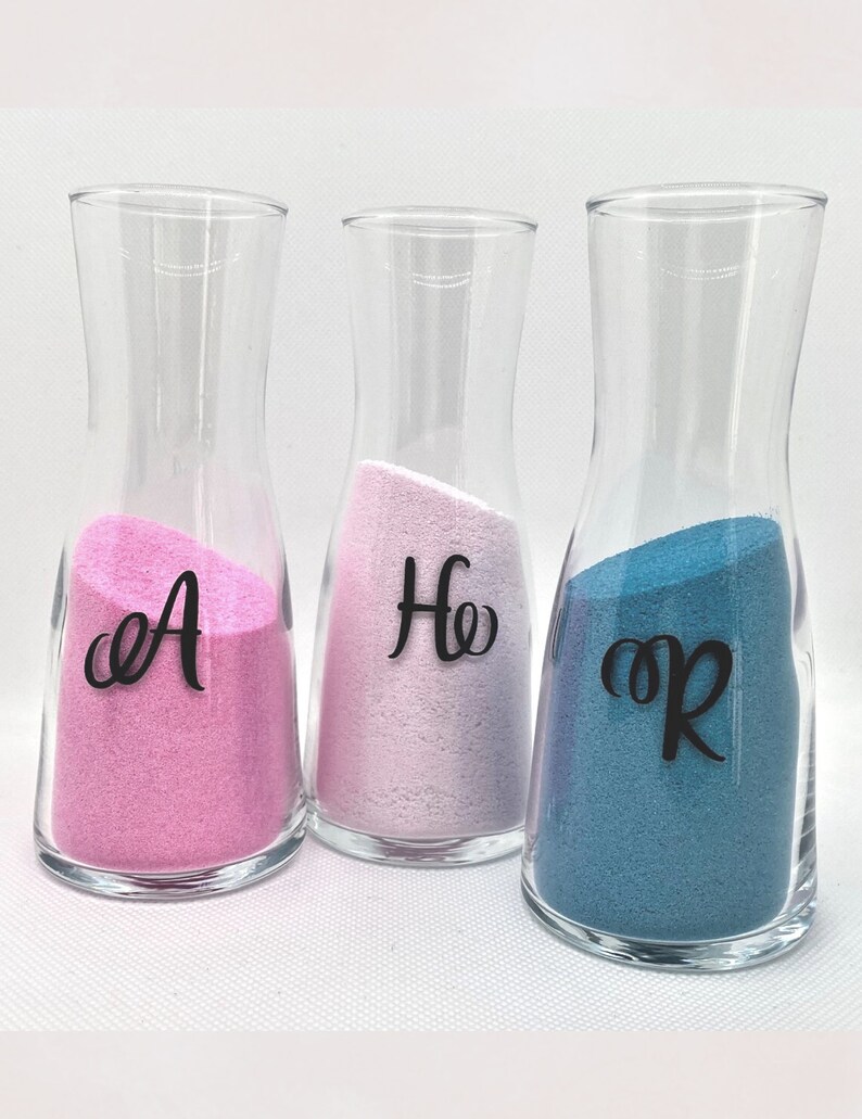 Personalised Wedding Sand Ceremony Set Blended Family Unity Glass Block ...