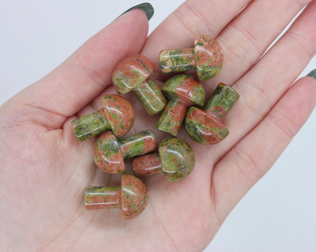 Mini* Unakite Mushrooms, Mushroom Carving, Crystal Mushroom, Mini ...