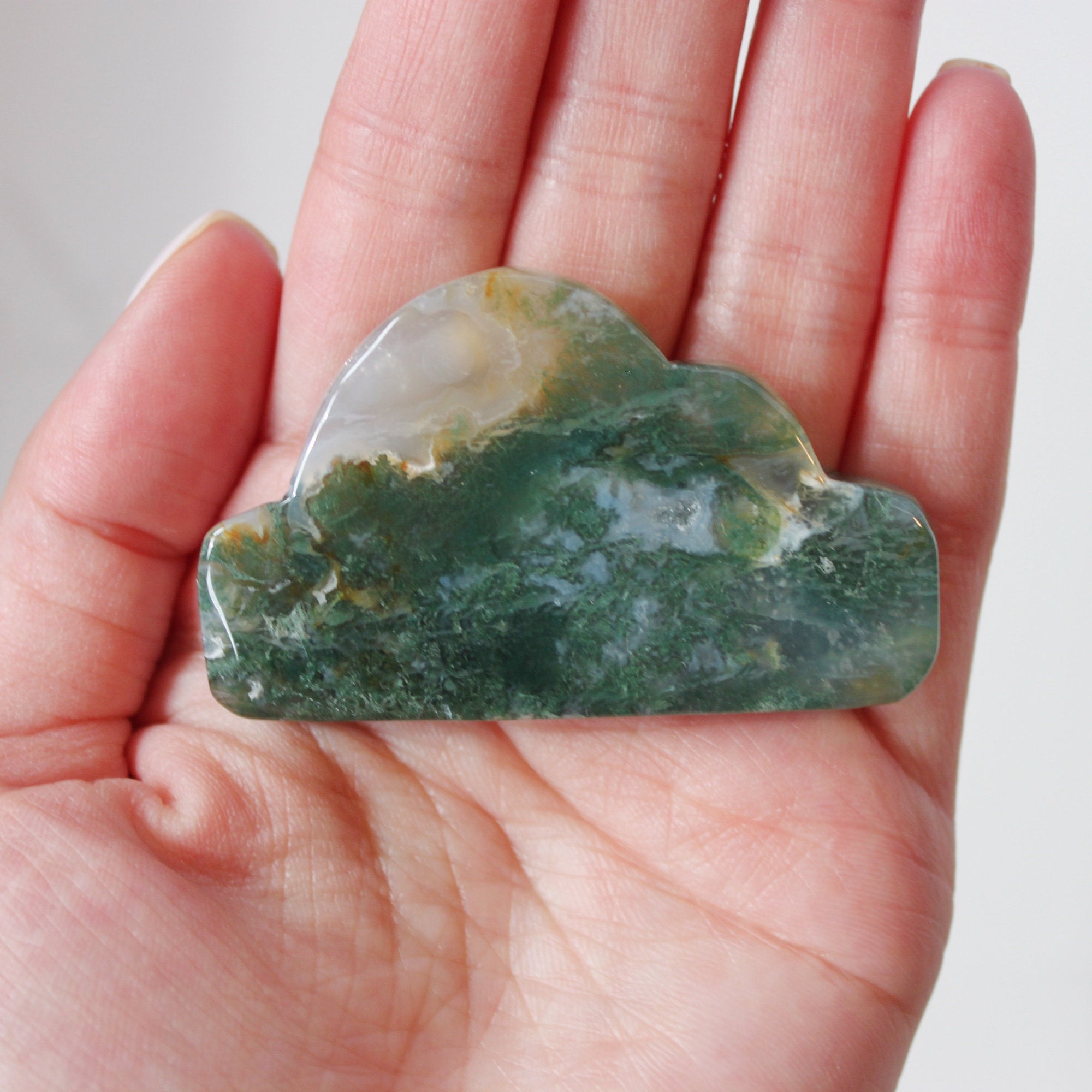 Moss Agate Cloud Carving Moss Agate Carving Crystal Cloud | Etsy