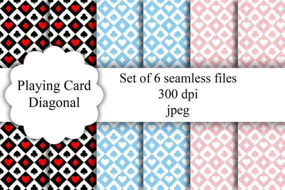 Set of 6 Playing Card Symbols Diagonal Seamless File Digital | Etsy