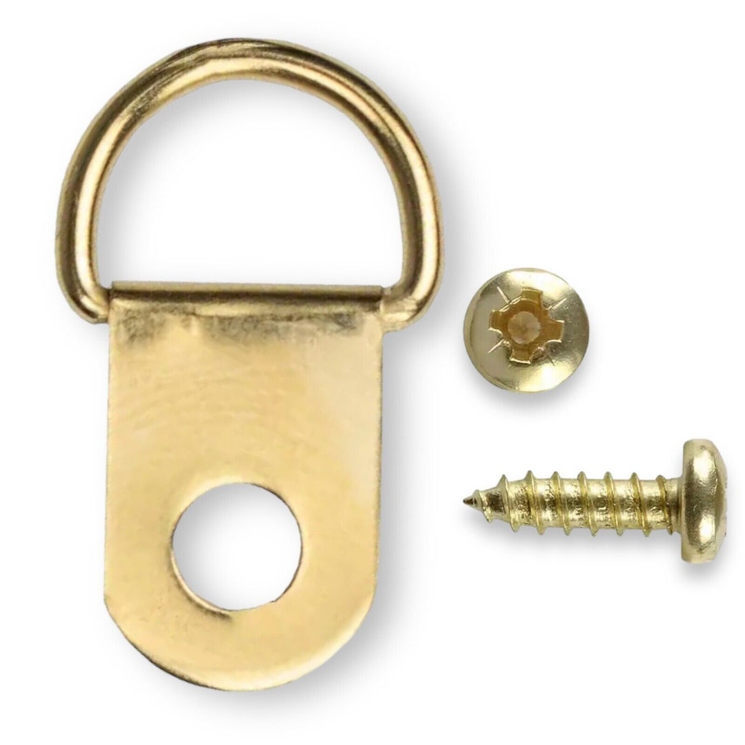 Small Brass Plated 22mm X 12mm D Rings Drings D-rings & Screws Framing ...