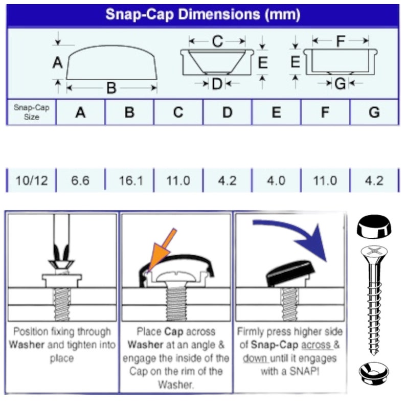 DRIFTWOOD BROWN, Two Piece Matt 6/8g Dome Screw Snap-caps™ Cover ...