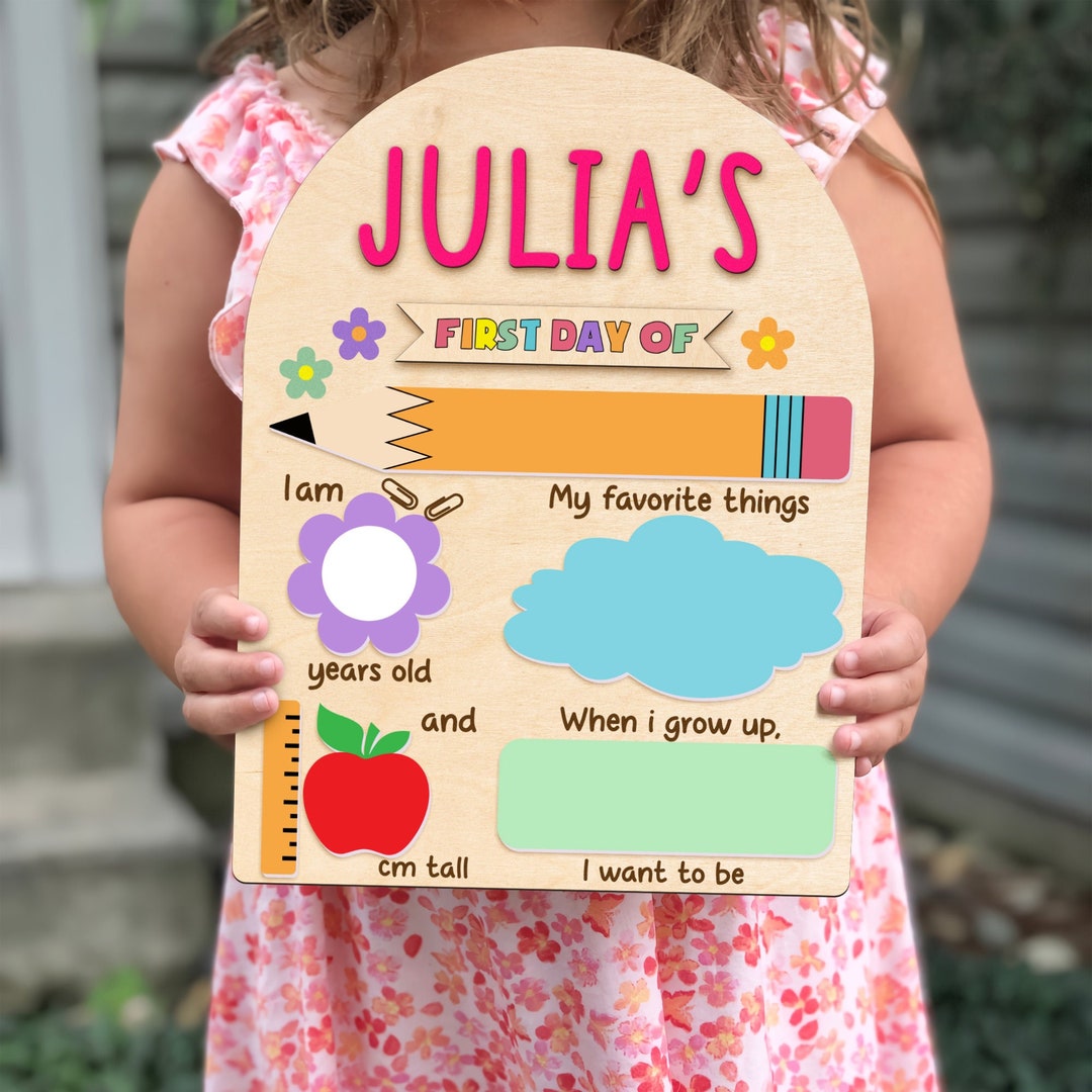 First Day of School Sign, Personalized School Sign, Kindergarten First ...