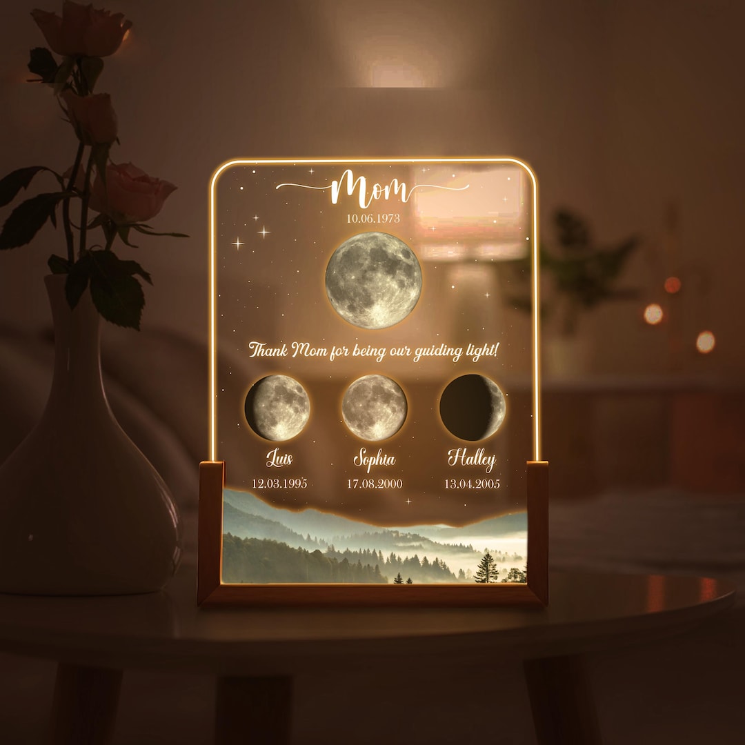Custom Mom Moon Phase Lamp, Night Light Moon Phase, Mother’s Day Gift ...