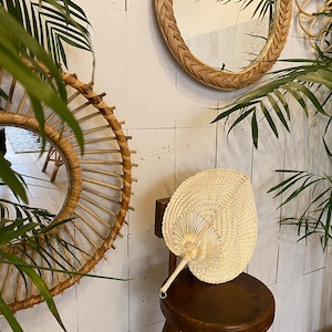 Set of 12 Wedding Hand Fan, Natural Hand Fan, Bamboo Hand Fan, Raffia ...