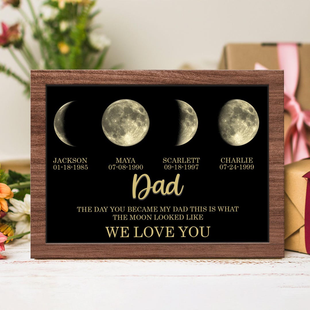 Custom Moon Phase Print Father's Day Gift Frame, Personalized Moon ...