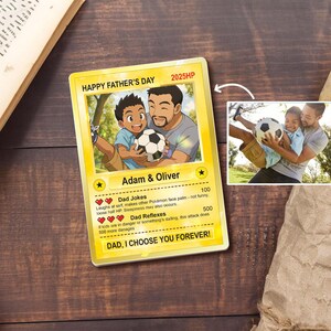 Custom Father's Day Card From Kids, Gamer Dad Trading Card Gift, Anime ...