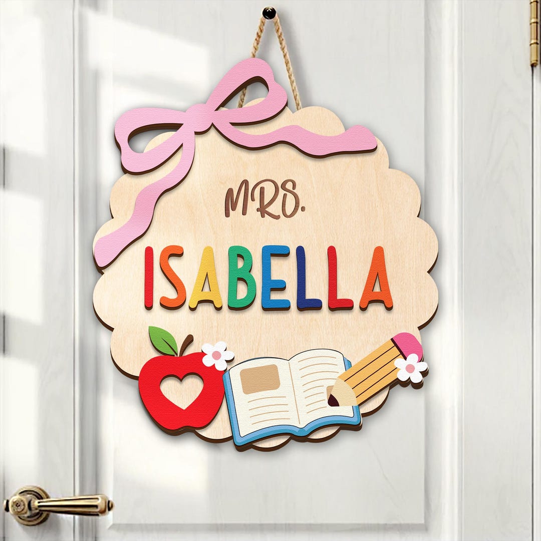 Personalized Teacher Name Door Sign, Teacher Gifts, 3D Teacher Door ...