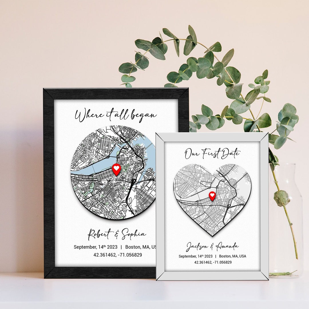 Personalized Anniversary Gifts, Custom Location Map Heart Design ...