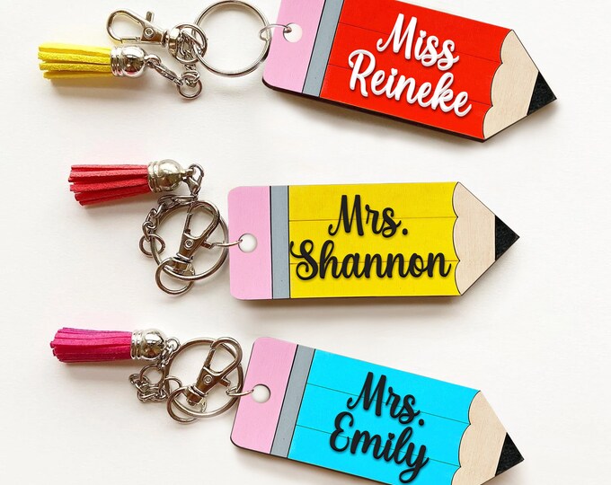 Teacher Keychain, Keychain, Pencil Keychain, Teacher Appreciation Gift ...