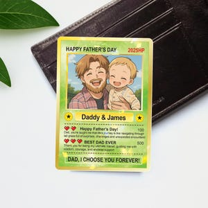 Custom Father's Day Card From Kids, Gamer Dad Trading Card Gift, Anime ...