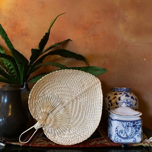 Set of 12 Wedding Hand Fan, Natural Hand Fan, Bamboo Hand Fan, Raffia ...