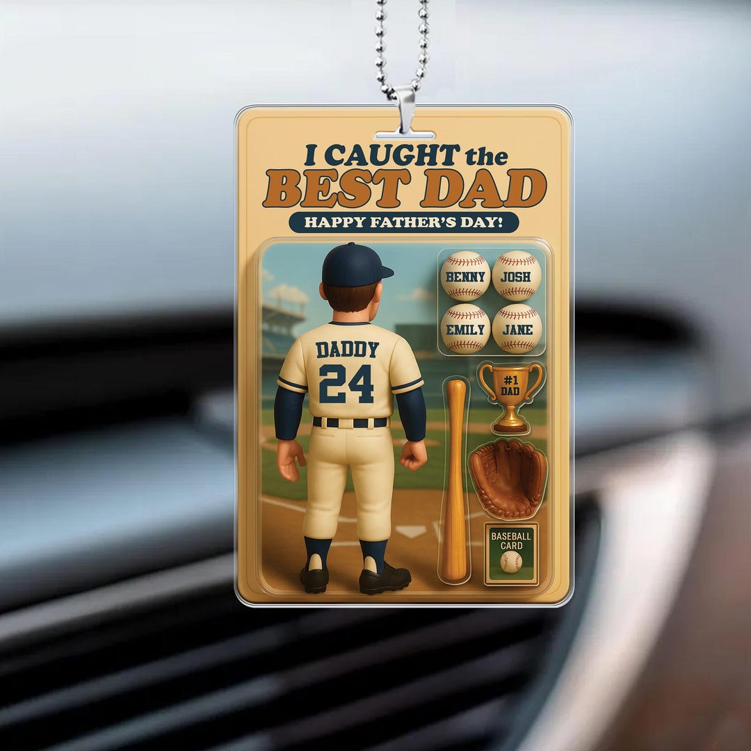 Custom I Caught the Best Dad Keychain, Baseball Dad, Sports Dad Gift ...
