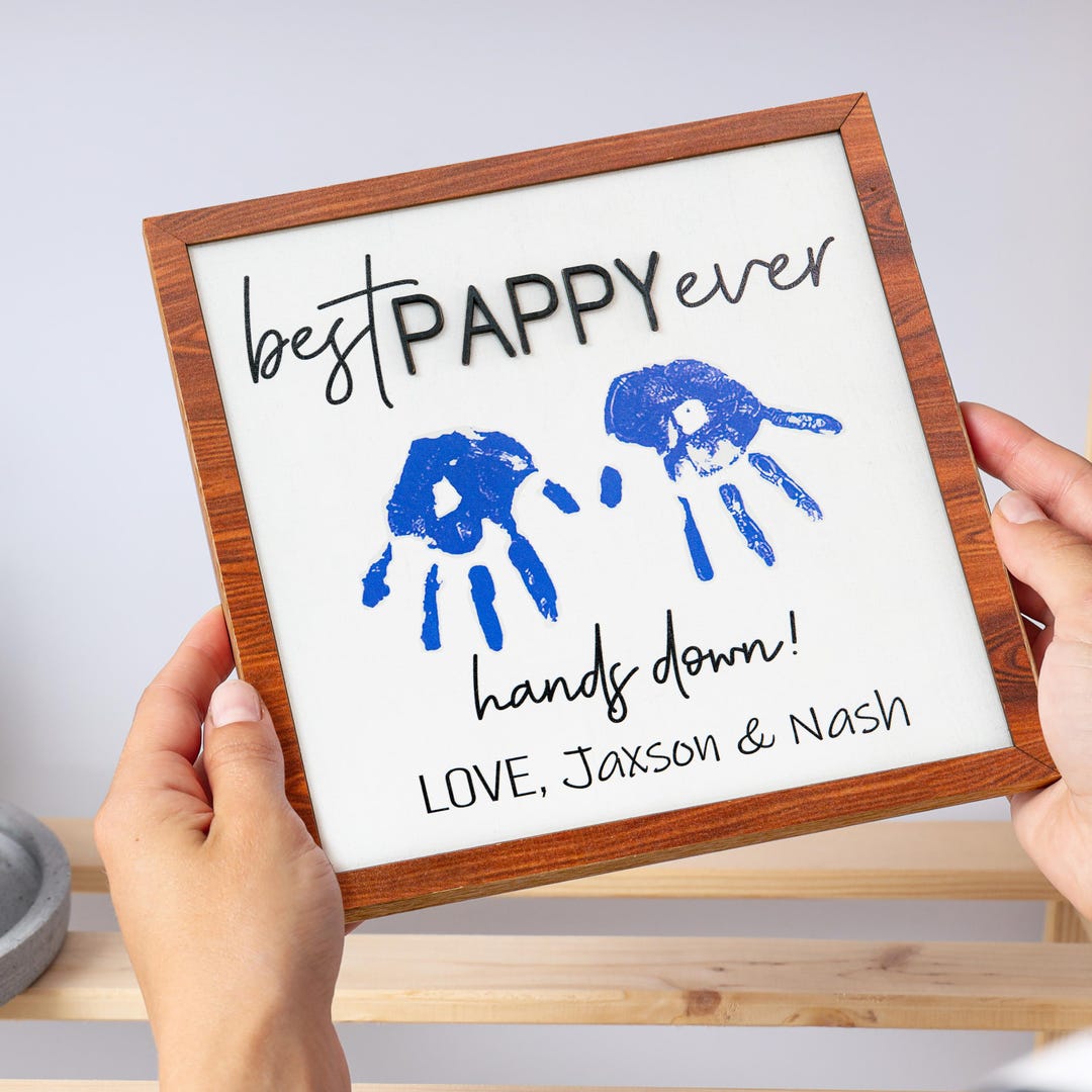 Customize Father's Day Handprint Sign, Best Dad Ever Handprint Art DIY ...