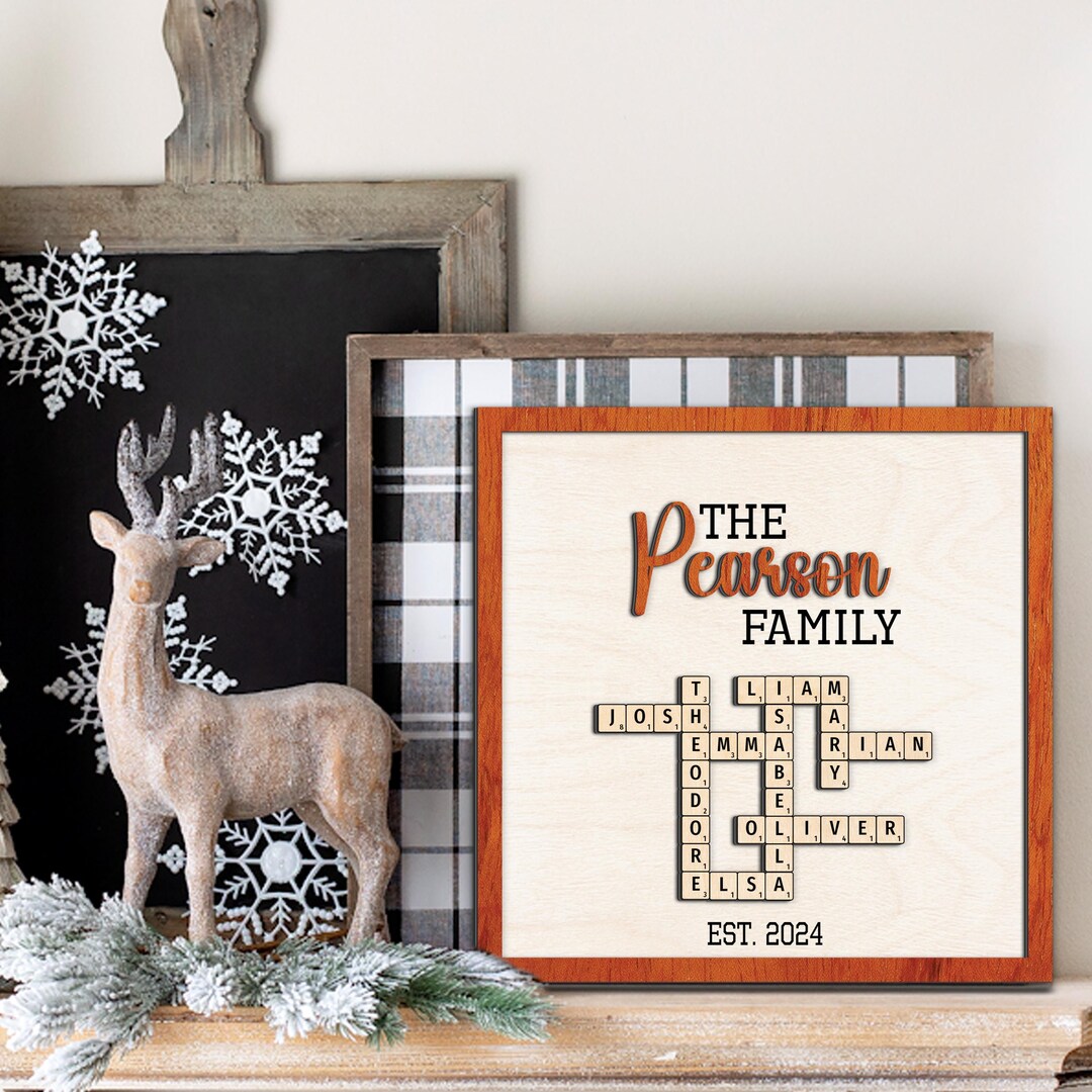 Personalized Scrabble Puzzle Sign, Family Crossword Scrabble Wooden ...