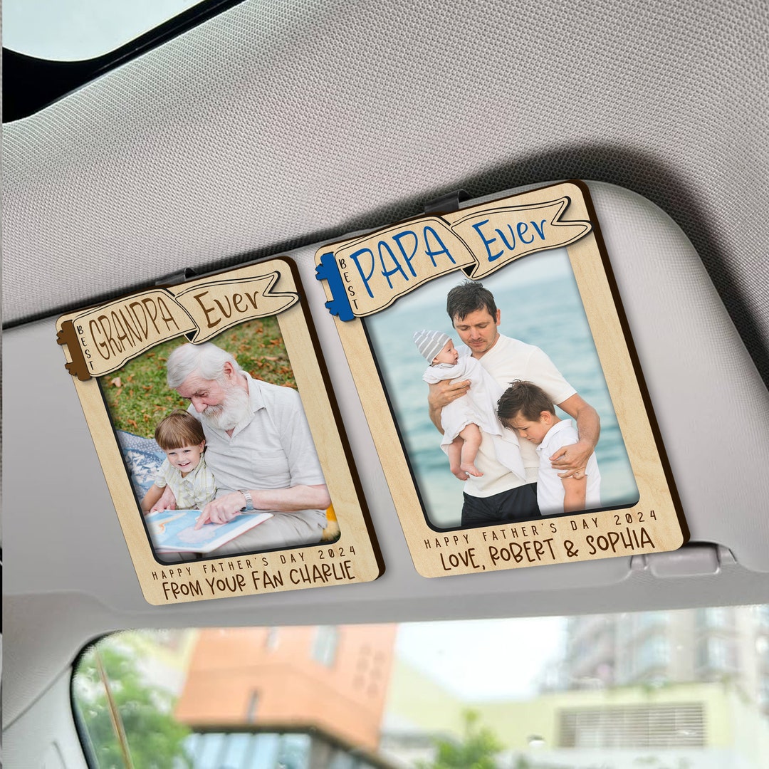 Personalized Dad Picture Frame Car Visor Clip, Visor Clip Baby Photo ...