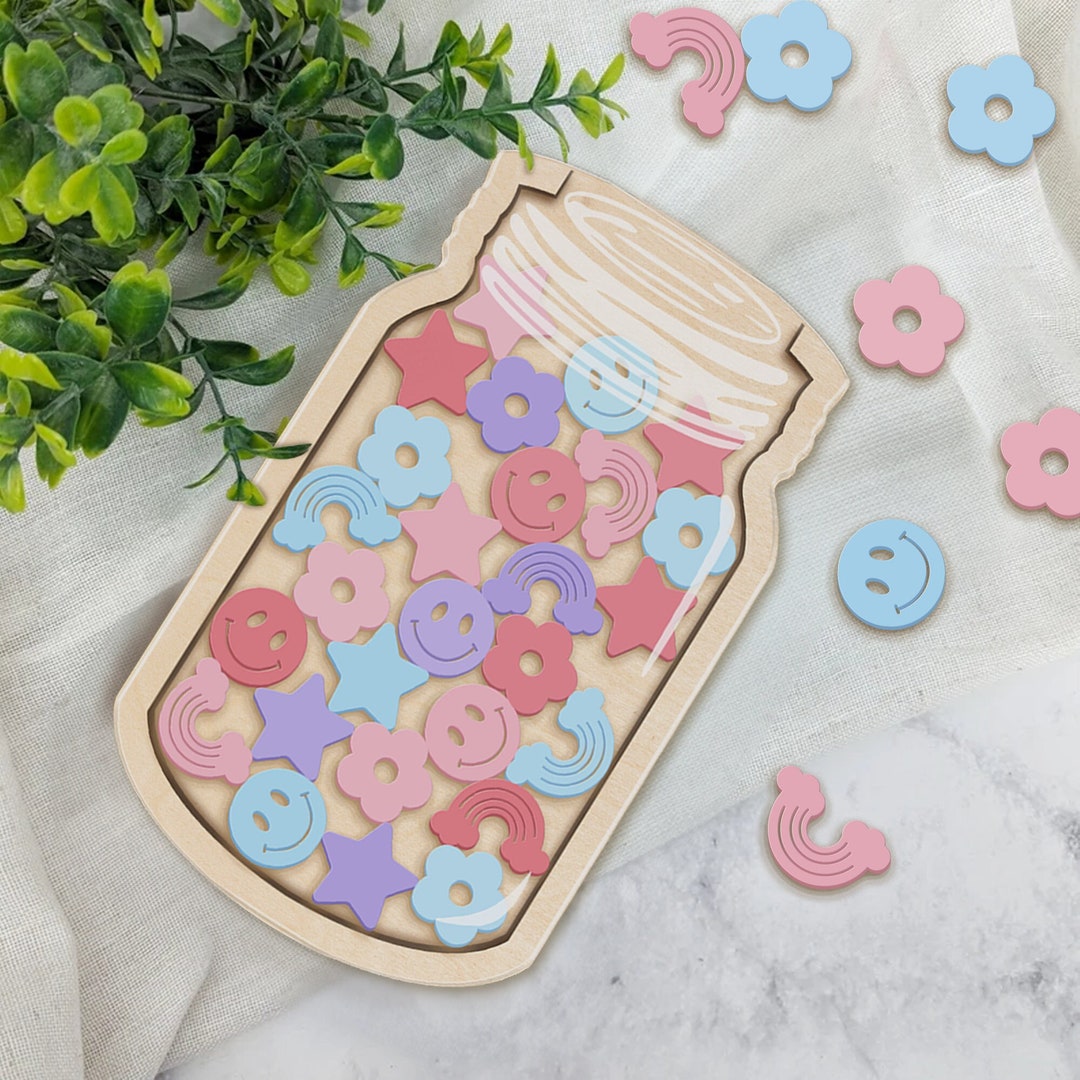 Custom Reward Jar and Tokens, Rainbow Classroom Teacher Star Jar Chore ...