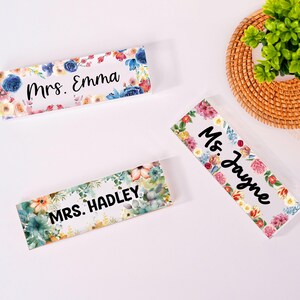 Floral Teacher Acrylic Name Plate,teacher Gift,office Name Plate With ...
