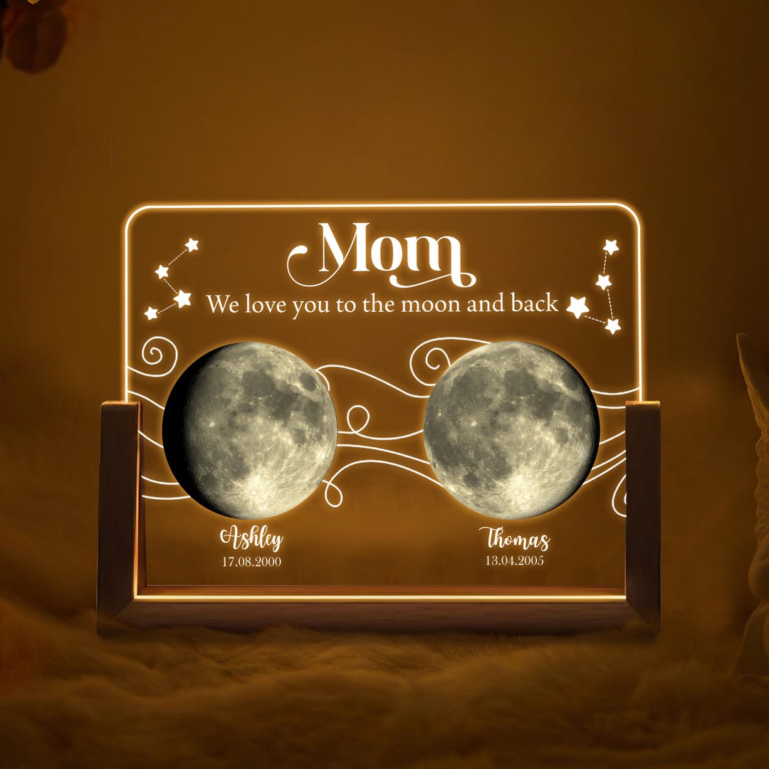 Personalized Moon Phase by Date Gift, Personalised Mom Moon Phase Night ...