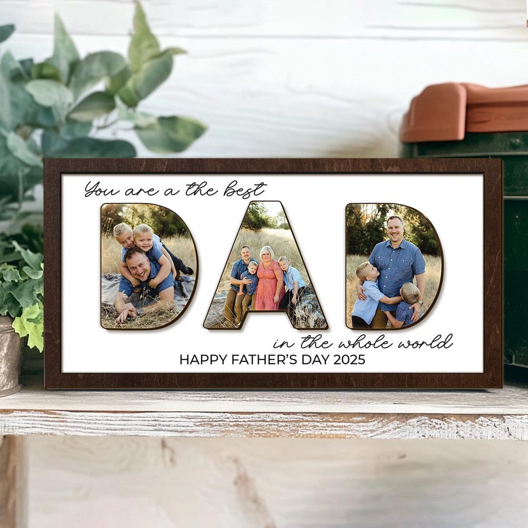 Personalized Dad Photo Wooden Sign, Custom Father’s Day Gift From Kids ...