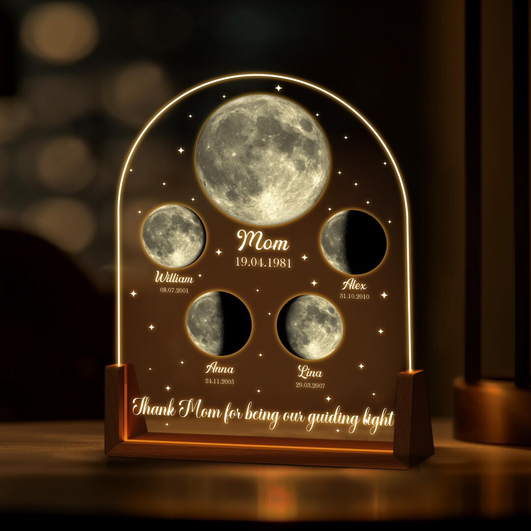 Personalized Moon Phase Lamp, Custom Night Light, Unique Mother’s Day ...