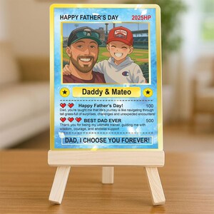 Custom Father's Day Card From Kids, Gamer Dad Trading Card Gift, Anime ...