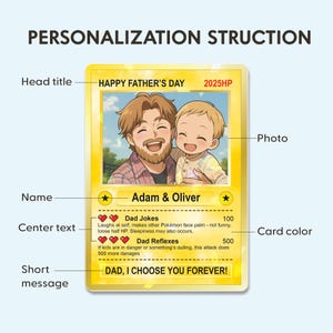 Custom Father's Day Card From Kids, Gamer Dad Trading Card Gift, Anime ...