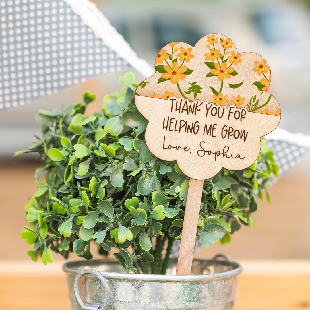 Personalized Teacher Gift Card Holder, Teacher Plant Sign, Teacher ...