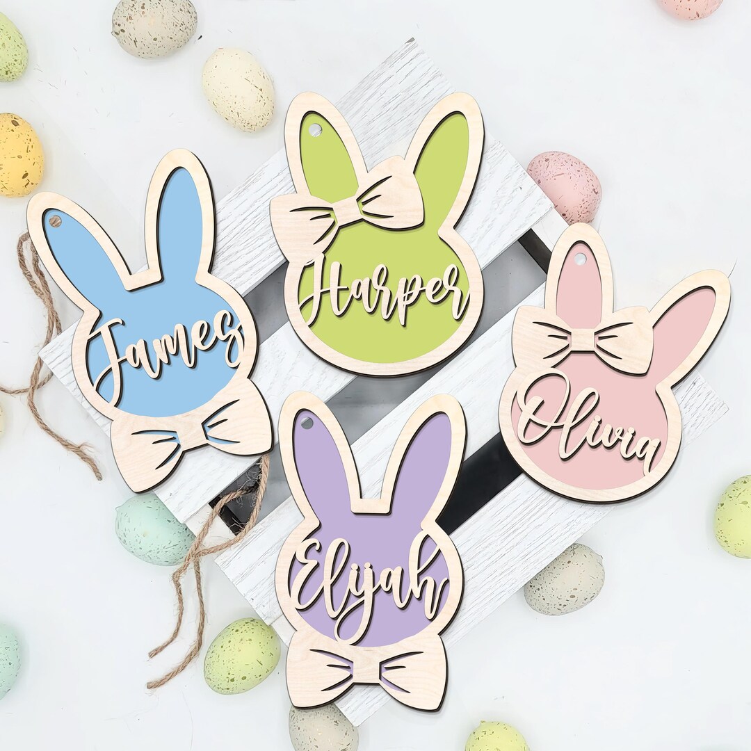 Bunny Rabbit Tag, Easter Gift for Kids, Custom Name Bunny Tag, Easter ...