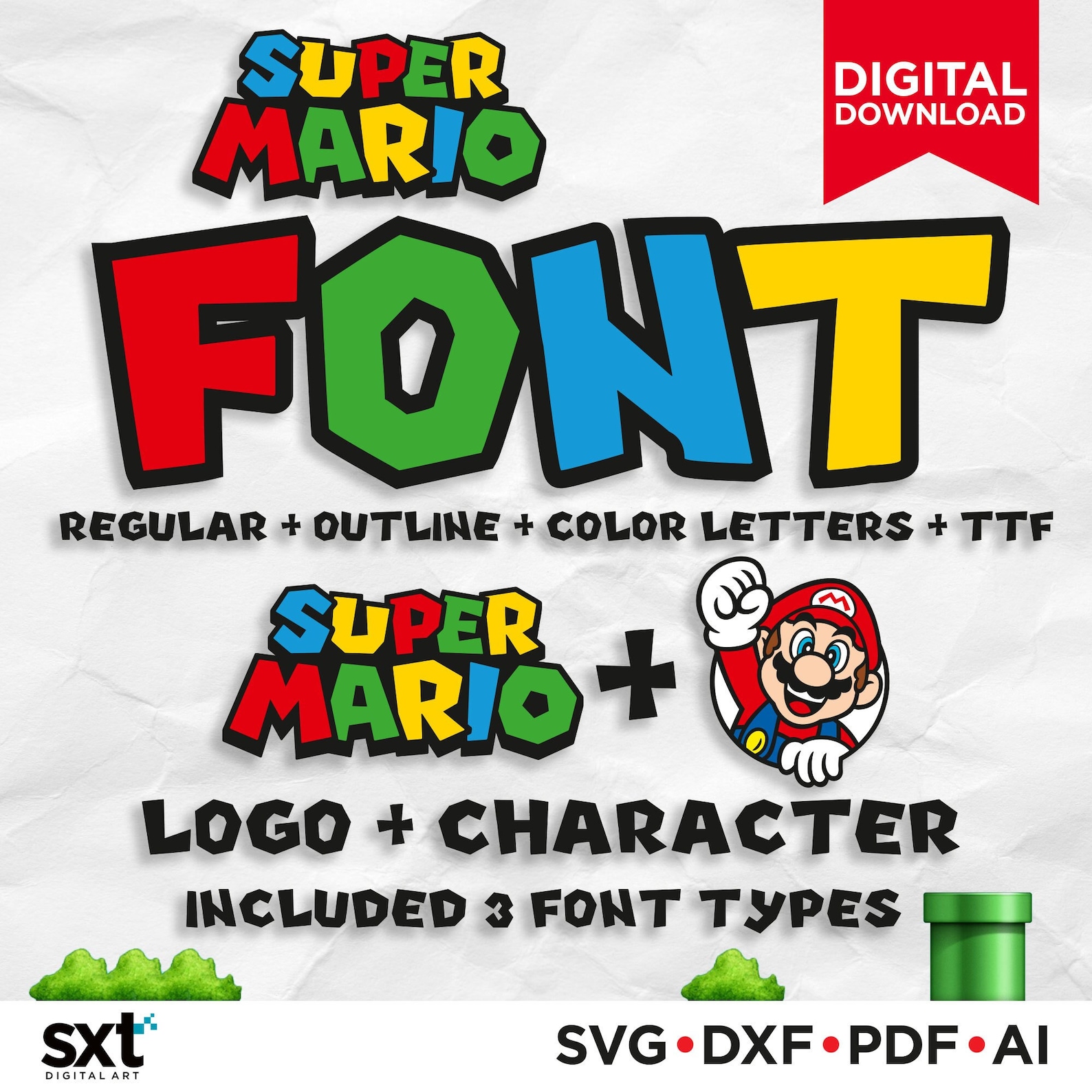 Super Mario Font SVG Super Mario Svg Super Mario Letter | Etsy