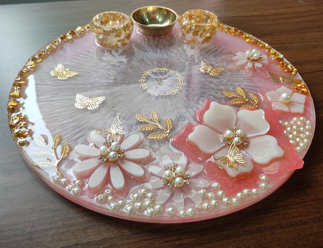 Resin Pooja Thali 12 Inch/aarti Thali/puja Thali/roli Chawal Platter ...