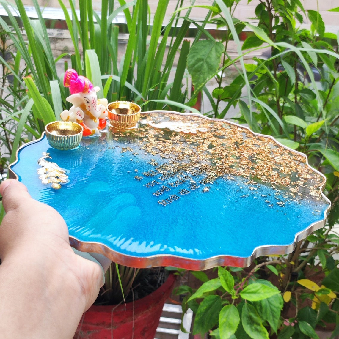 Resin Thali for Pooja 10inch/aarti Thali/pooja Thali/religious Gifts ...