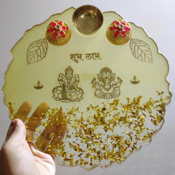 Resin Pooja Thali 10inch/aarti Thali/pooja Thali/roli Chawal Platter ...