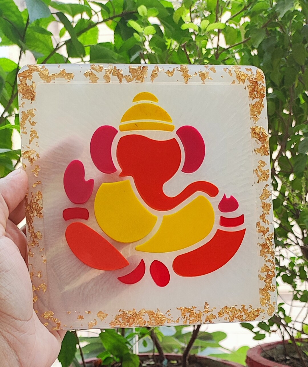 Handmade Lord Ganesha Resin Frame With Metal Stand/resin Frame/lord ...