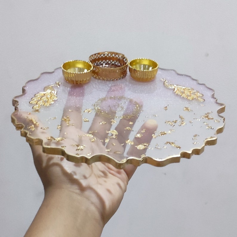 Handmade Resin Pooja Thali 8 Inch/aarti Thali/indian Gifts/religious ...