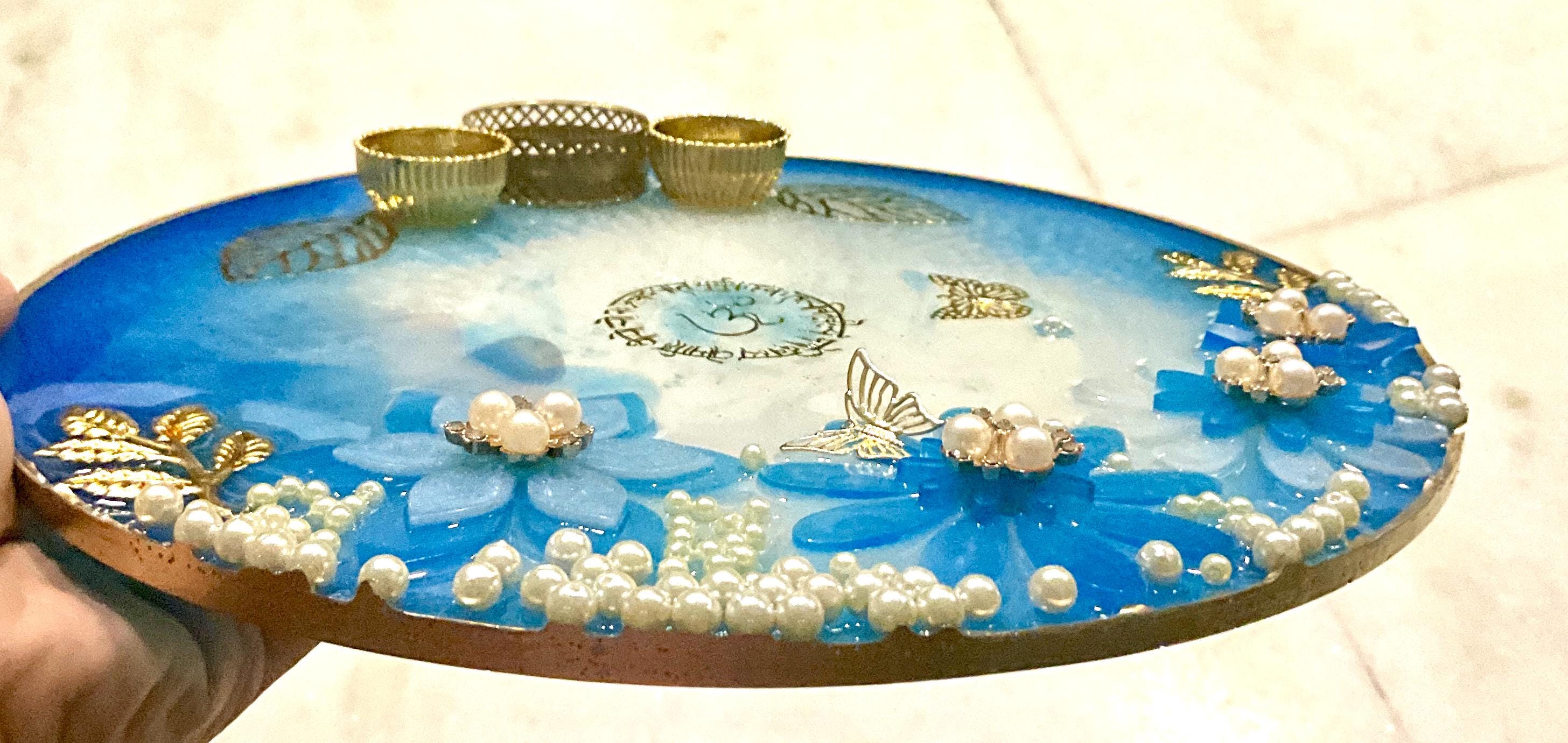 Resin Pooja Thali 10 Inch/aarti Thali/puja Thali/roli Chawal Platter ...