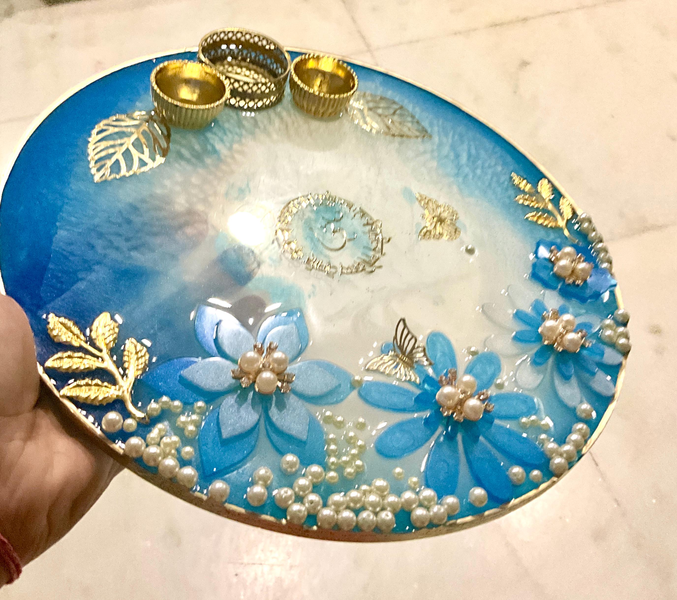 Resin Pooja Thali 10 Inch/aarti Thali/puja Thali/roli Chawal Platter ...
