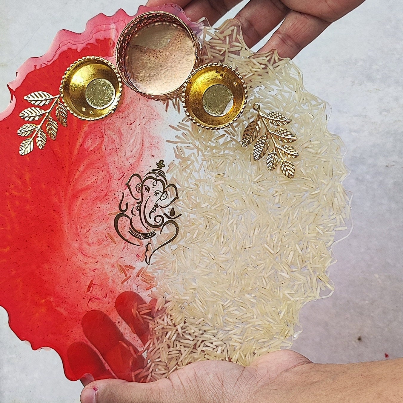 Handmade Resin Thali 8 Inch/aarti Thali/pooja Thali/roli Chawal Platter ...