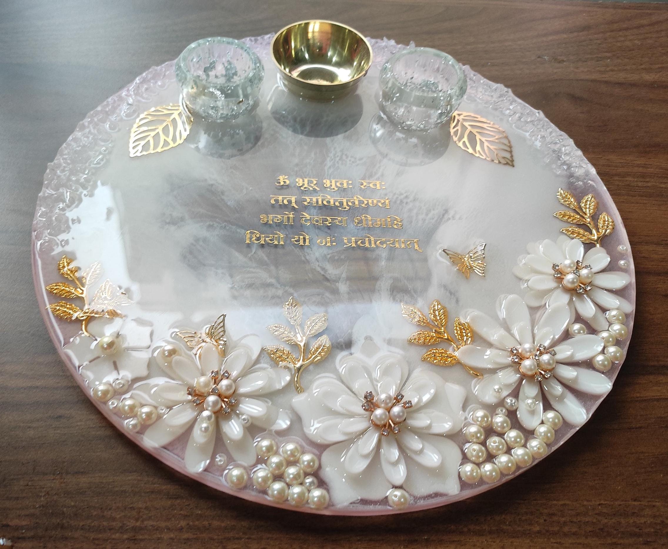 Resin Pooja Thali 12 Inch/aarti Thali/puja Thali/roli Chawal Platter ...