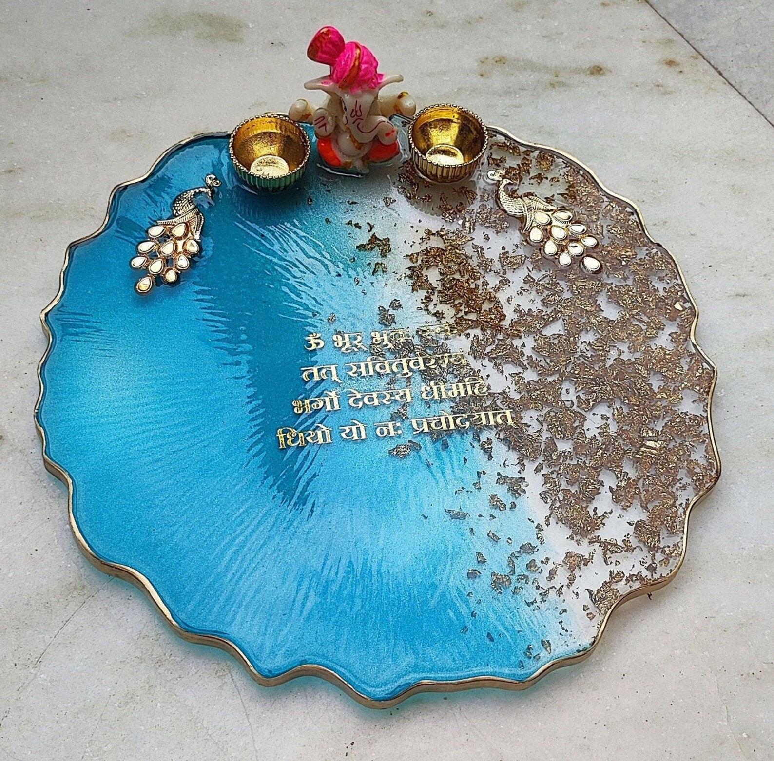 Resin Thali for Pooja 10inch/aarti Thali/pooja Thali/religious Gifts ...