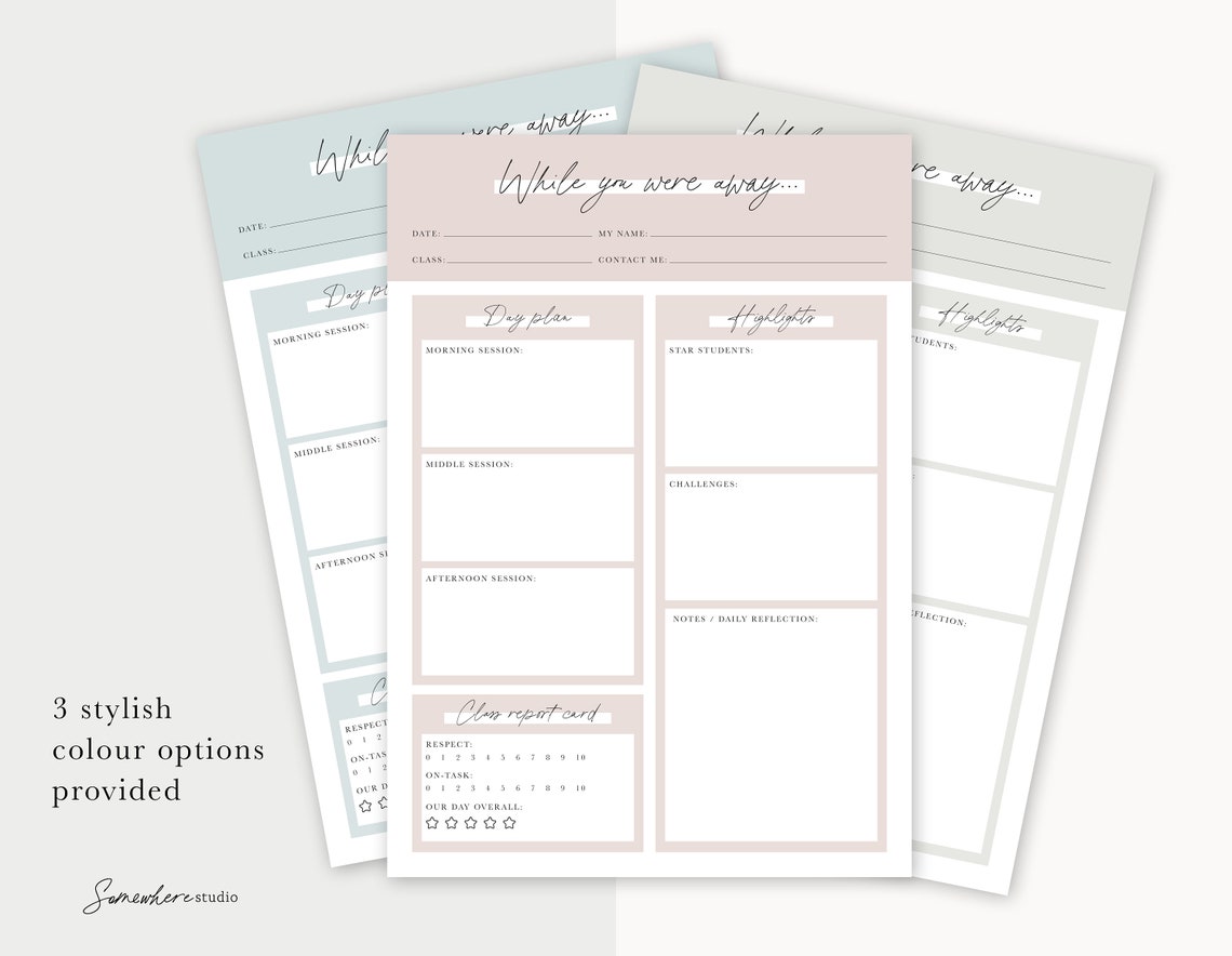 Relief Teacher Day Note Substitute Teacher Feedback | Etsy