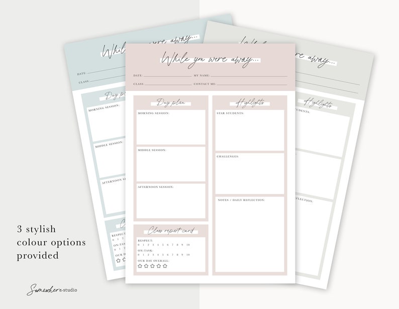 Relief Teacher Day Note Substitute Teacher Feedback | Etsy