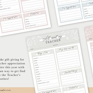 Teacher Questionnaire Printable | All About My Teacher Favorites ...