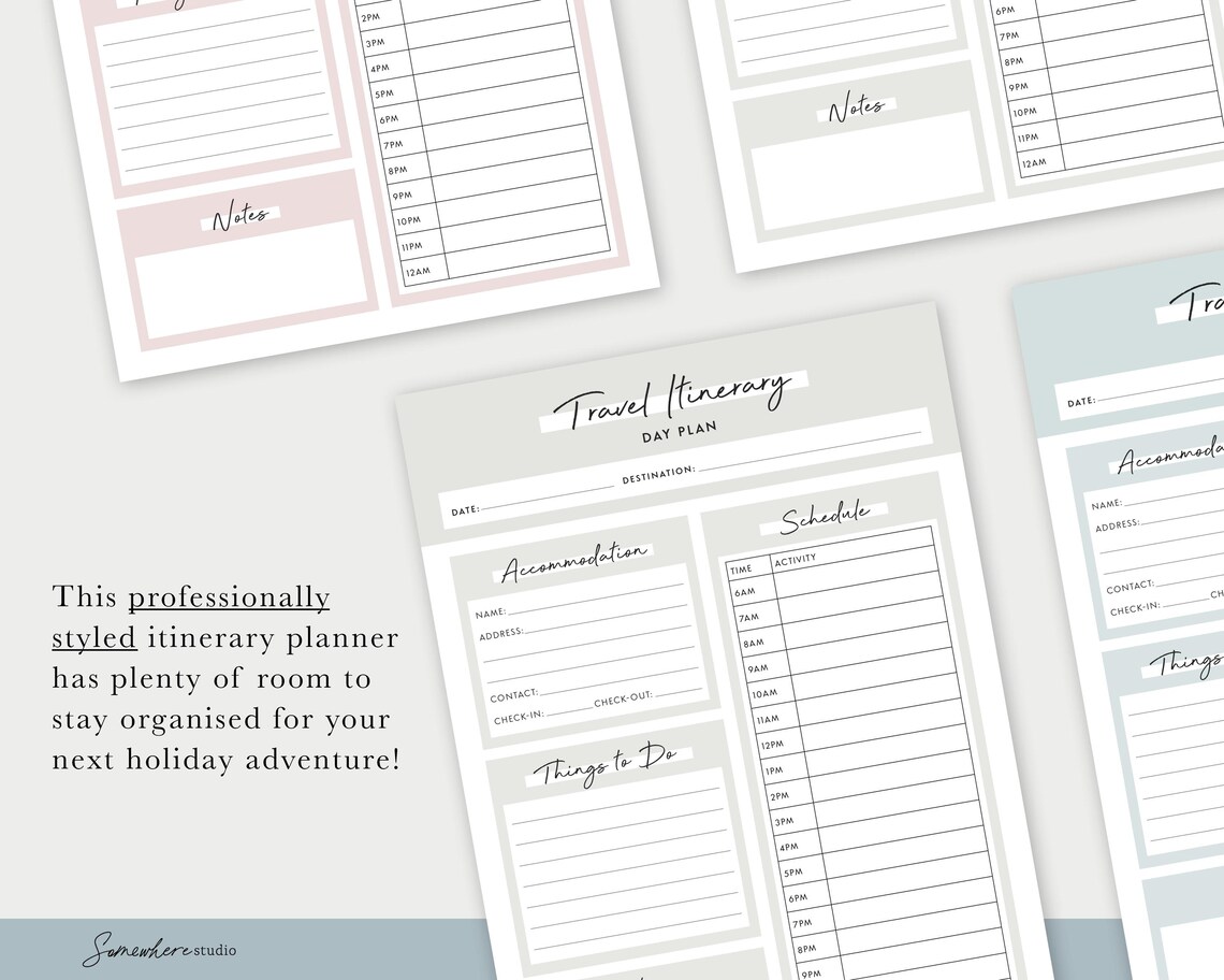 Printable Travel Itinerary Template | Editable Trip Planner | Vacation ...