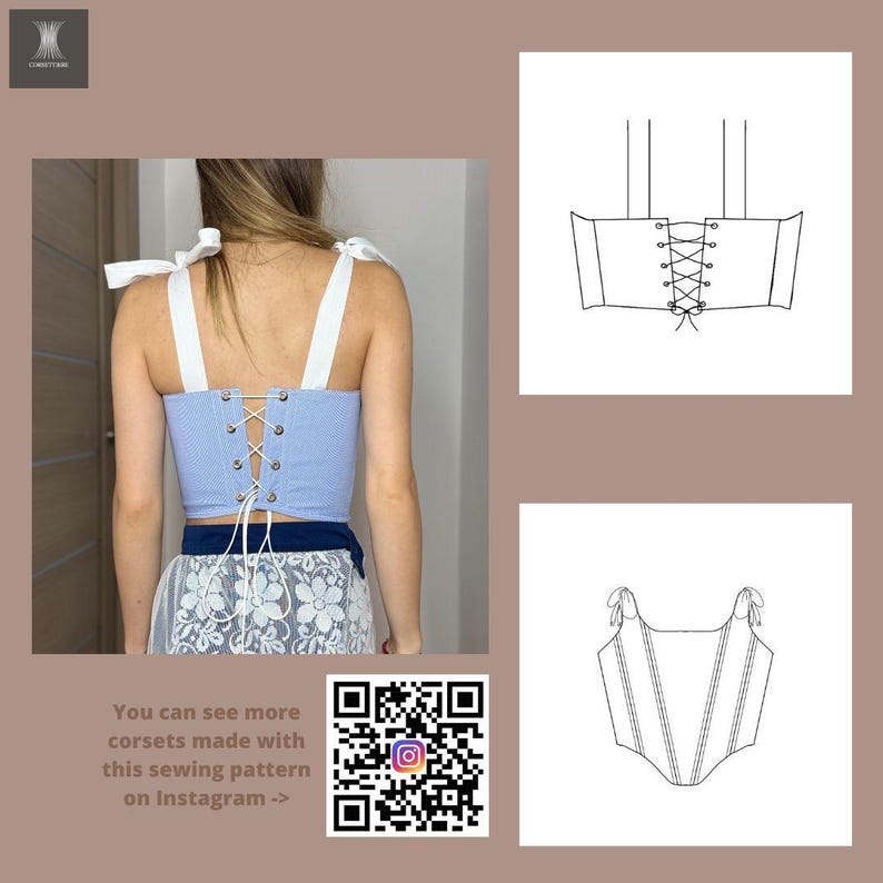 Corsettiere Sewing Pattern Corset Top With Ribbon Straps, Video With ...