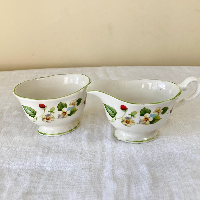 Vintage Old Foley James Kent “strawberry” Mini Creamer Open Sugar Bowl ...